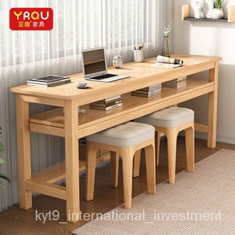 Simple Solid Wood Desk All Solid Wood Small Apartment Double Study Table Student Homework Desk ...