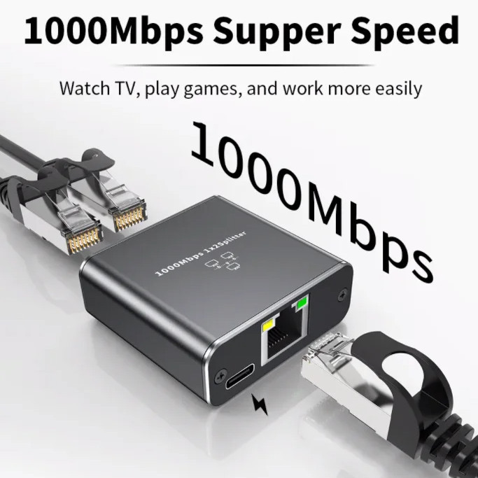Rj45 Splitter 1 to 2 Gigabit Ethernet Adapter Internet Network Cable ...