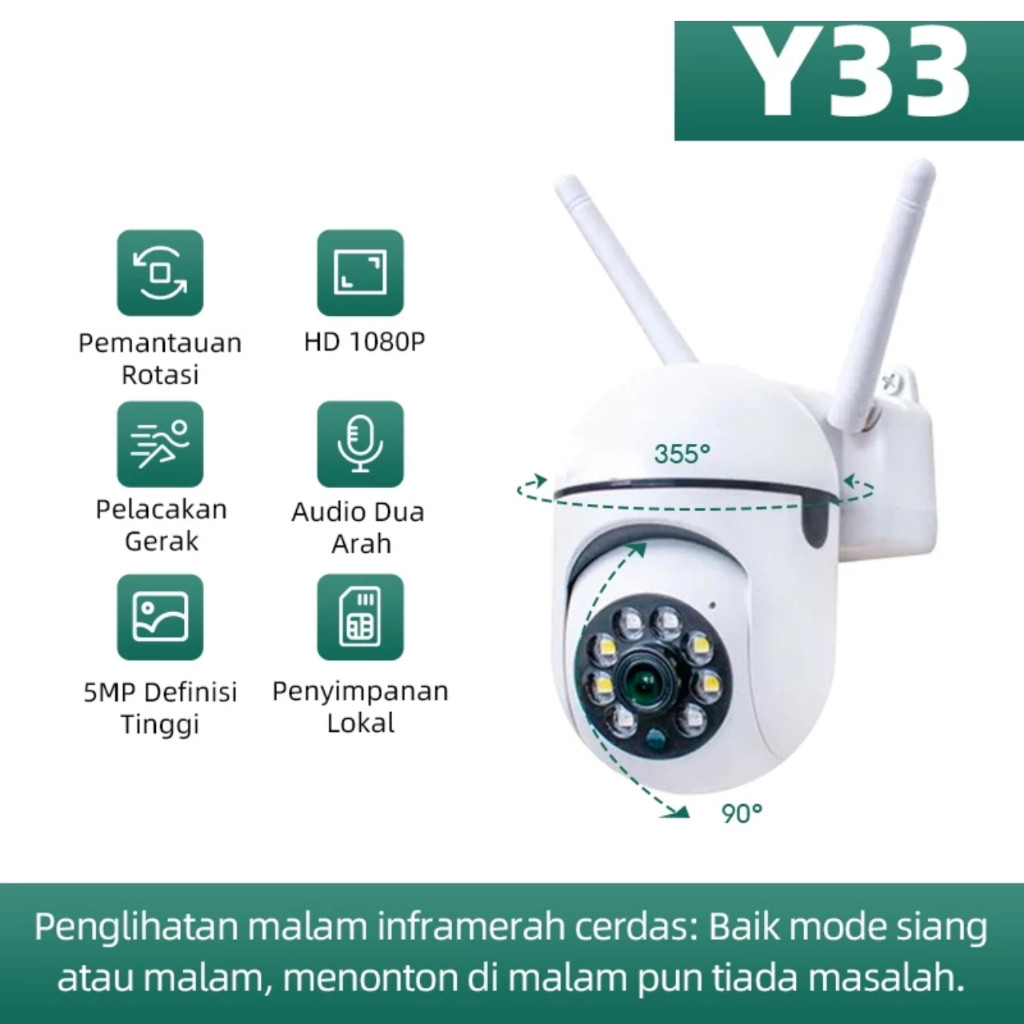 Cctv Smart Y33 Wide Camera Night Vision – IP Camera PTZ V360 Pro with ...