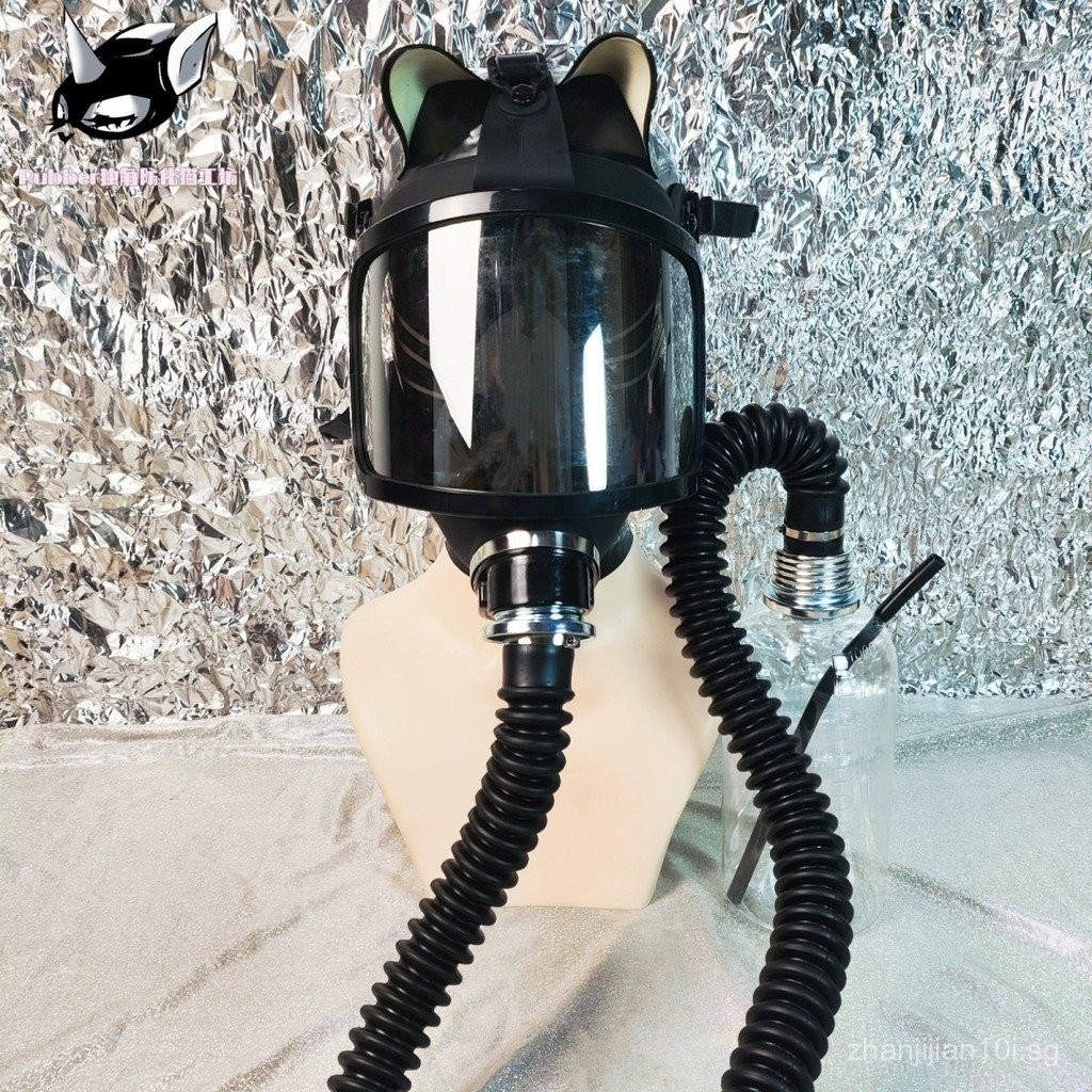 Silver-plated Curved Gas Mask Set Negative Pressure Bottle Respirator ...