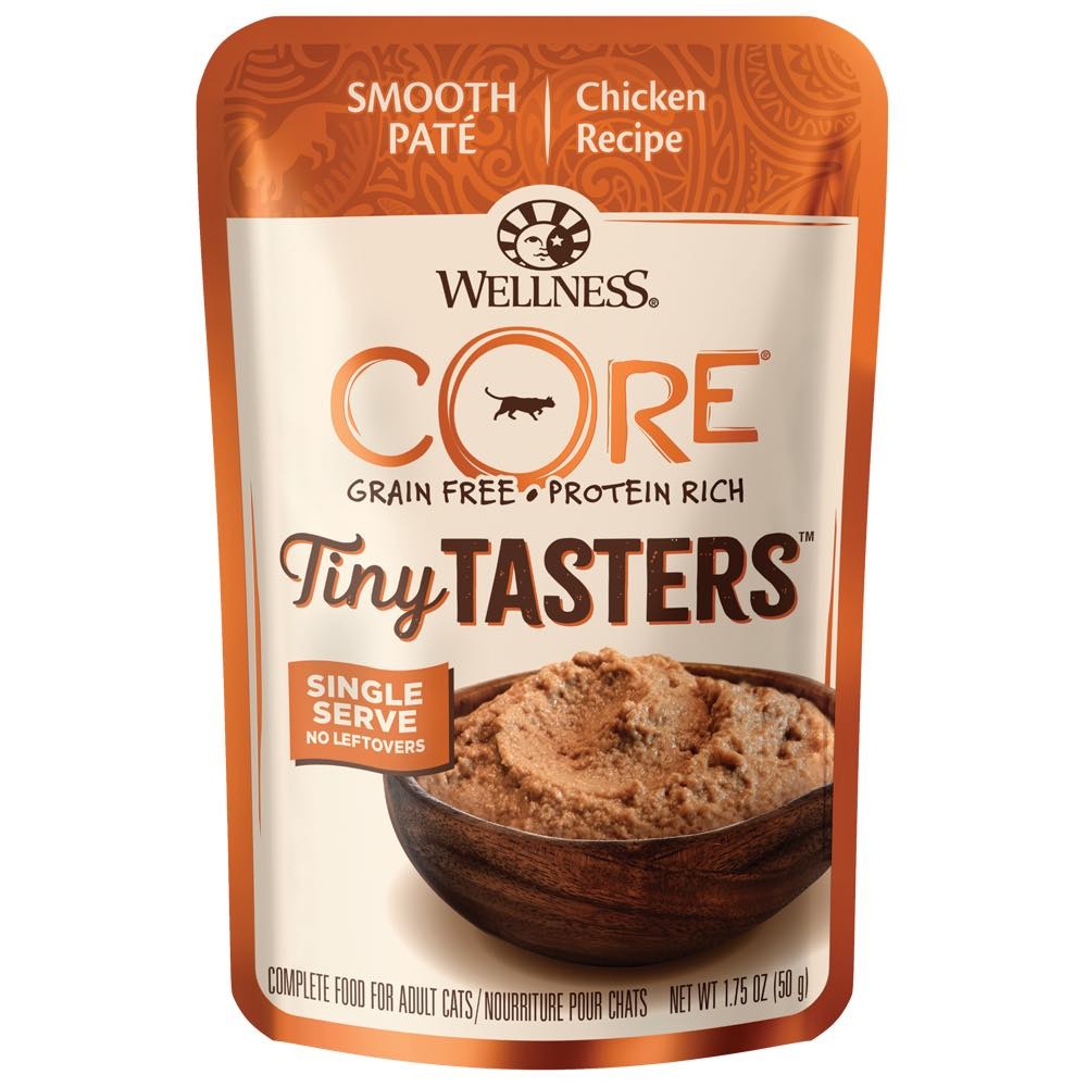 Wellness CORE Tiny Tasters Chicken Pate Grain-Free Adult Pouch Cat Food ...