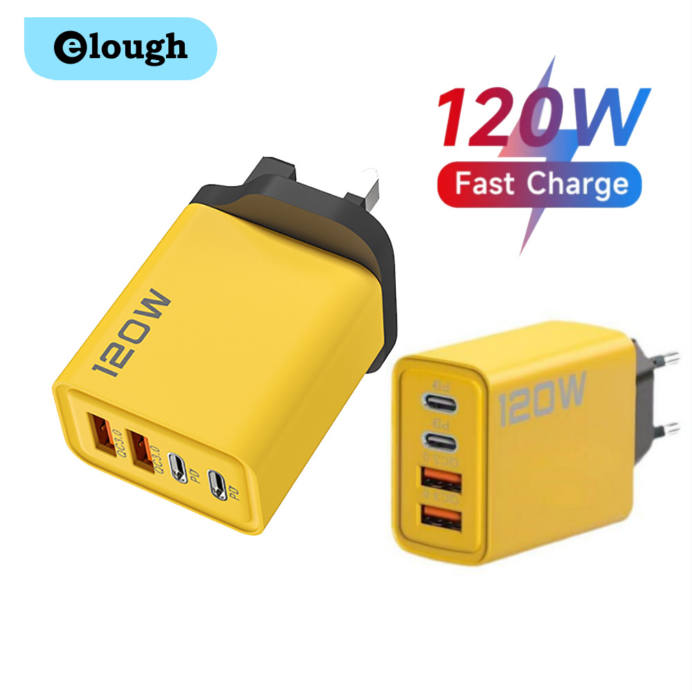 Elough 4 Ports 120W USB C PD Charger For Mobile Phone EU/US/UK Plug ...