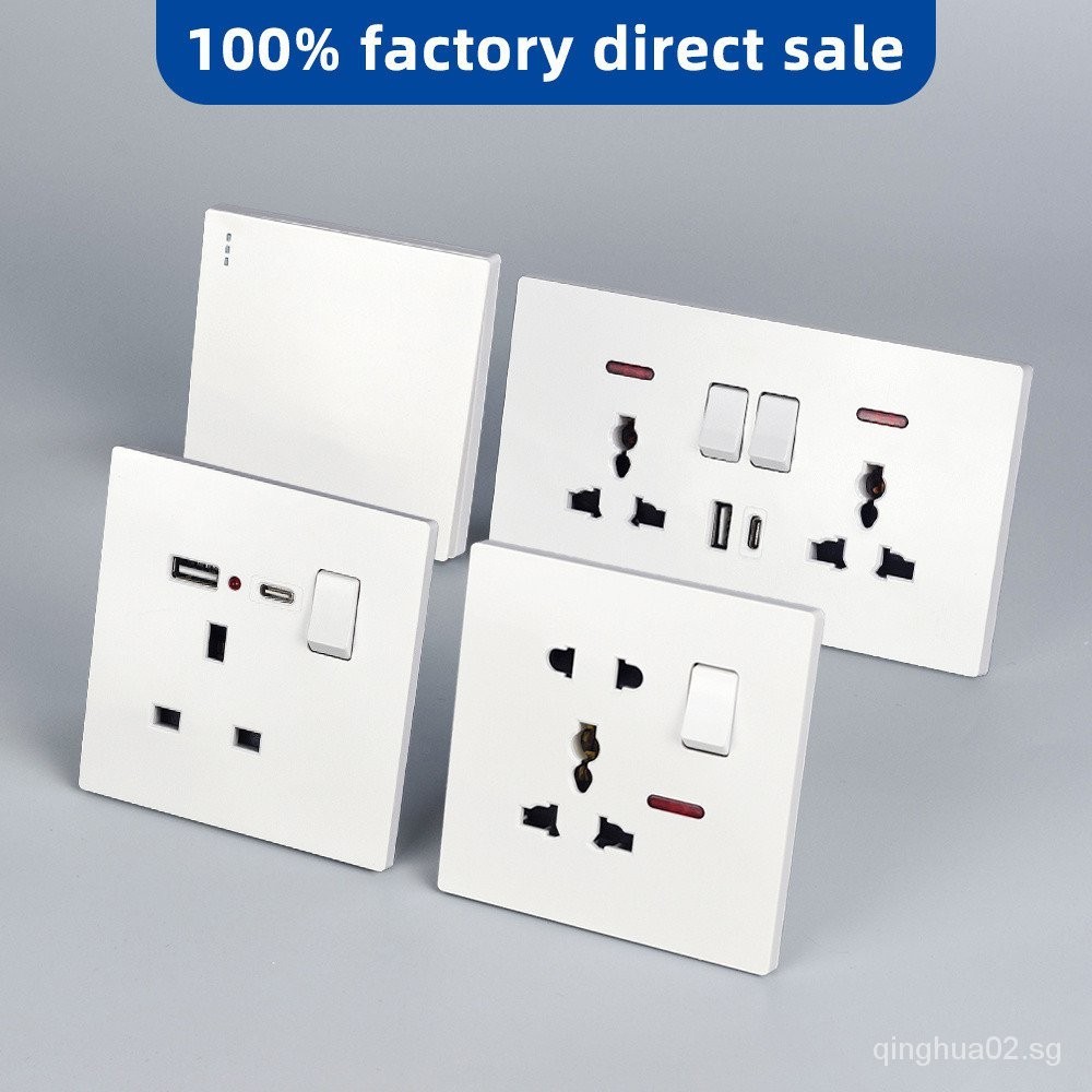 Universal 3pin wall socket with usb Type C 13A 250V,1/2/3gang 2Way ...