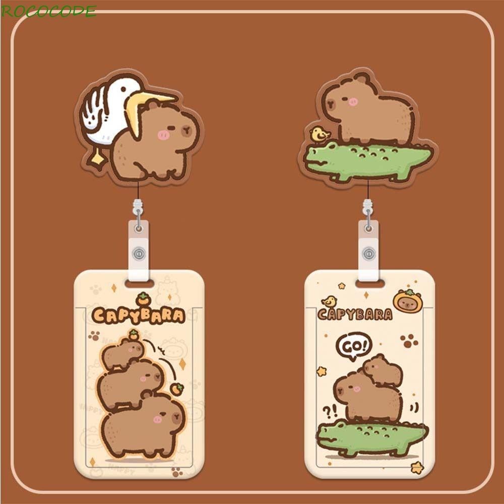 ROCOCODE Capybara Badge Reel, Acrylic Cartoon Name Card Holder, Funny ...