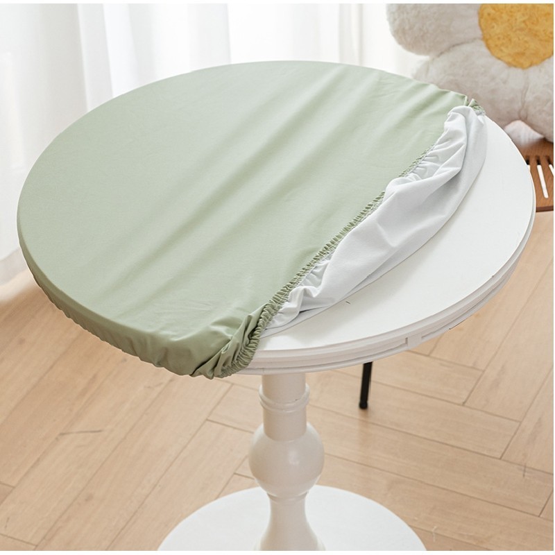round Tablecloth Solid Color All-Inclusive Stretch Home Non-Slip Table ...