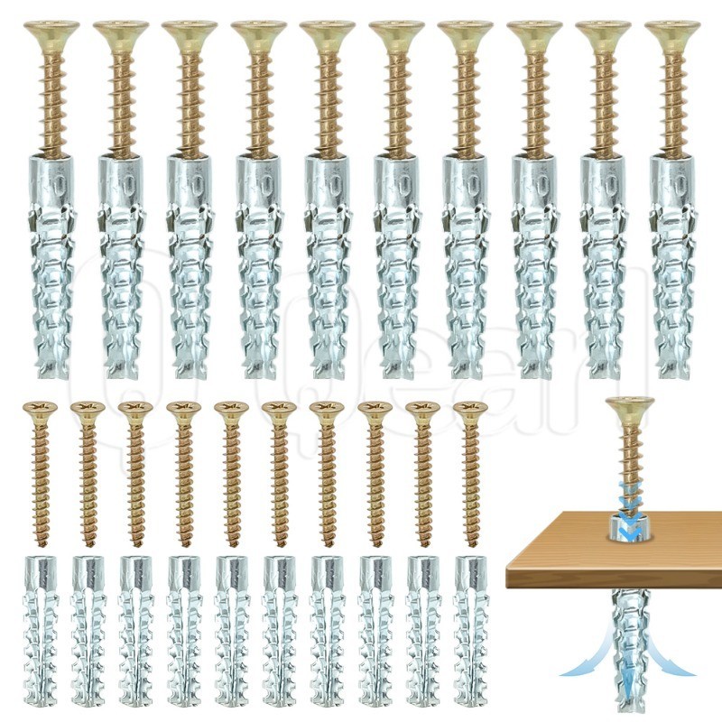 10/20/30 Sets Serrated Thorny Expansion Screw - Carbon Steel Self ...