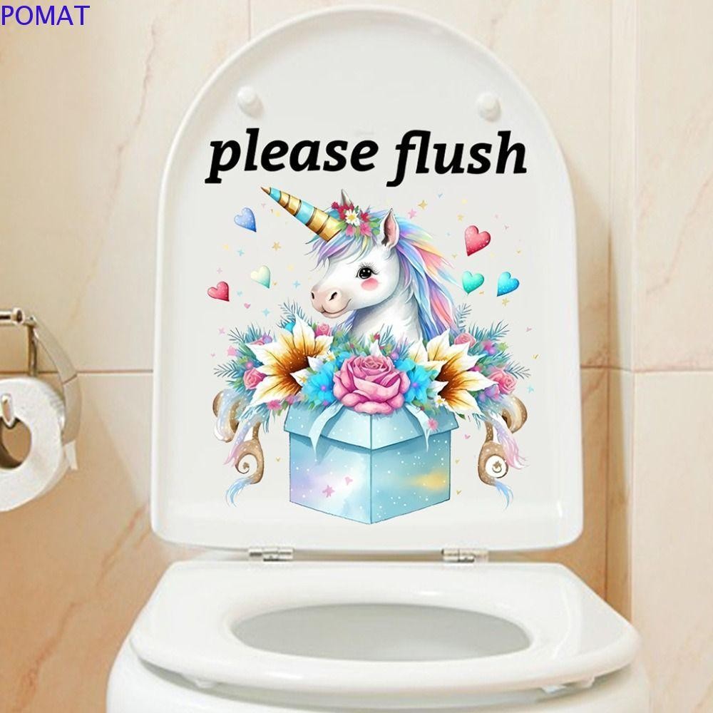 POMAT Sea Animal Toilet Sticker, PVC Please Flush Toilet Sign Sticker ...