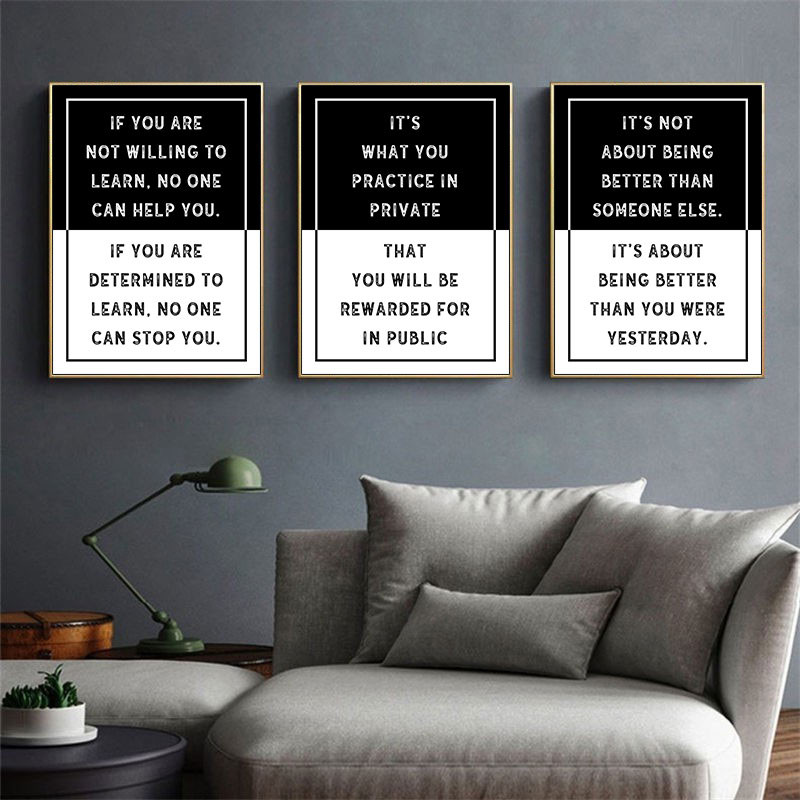 Simple Black White Inspirational Quotes Wall Decor Prints Fashion ...