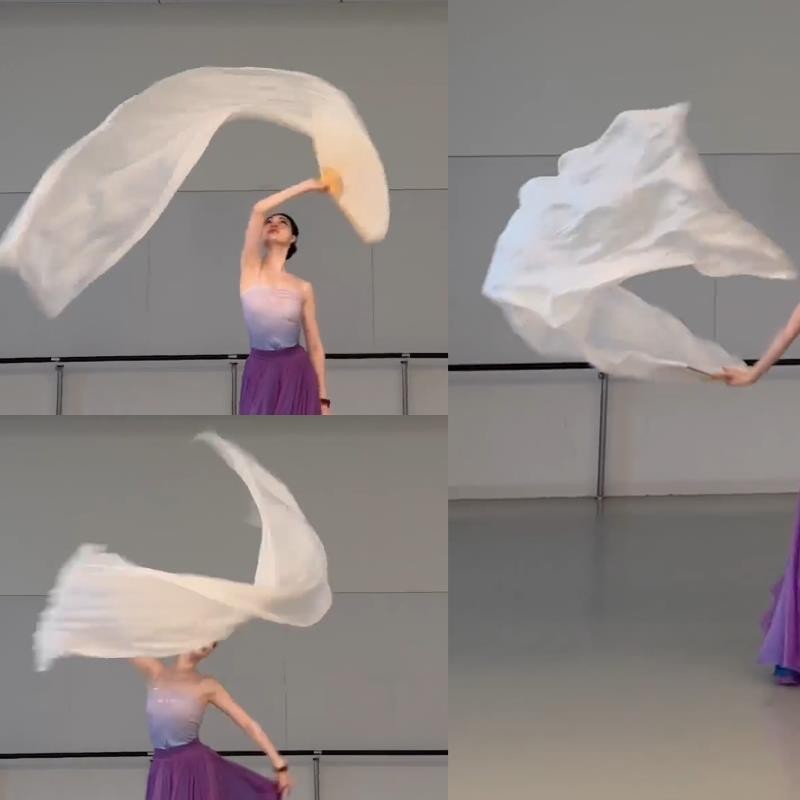 Pure white long thick fan dance classical dance folk dance west wing ...