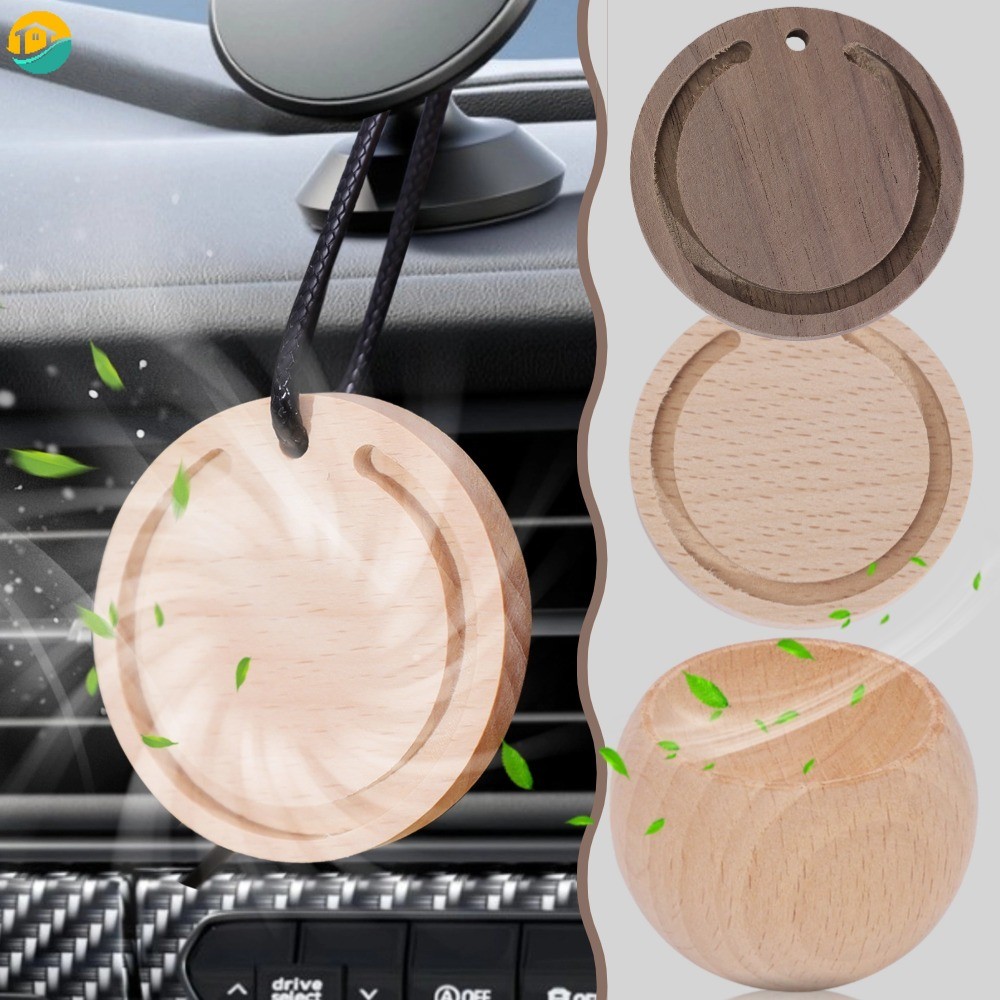 Round Car-mounted Wooden Essential Oil Aromatherapy Diffuser Refreshing ...