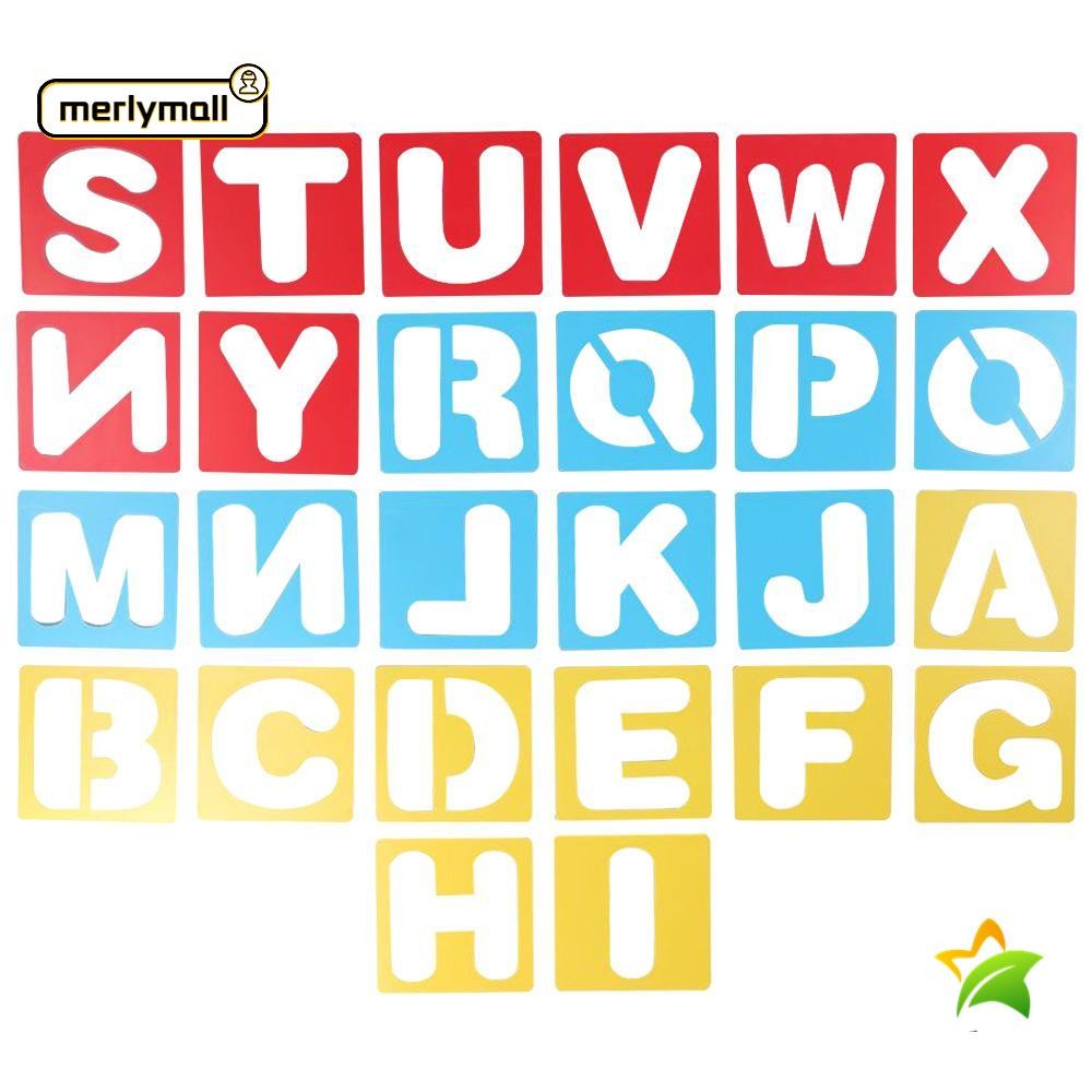 MERLYMALL Alphabet Stencils Set, polypropylene Blue Plastic Letter ...