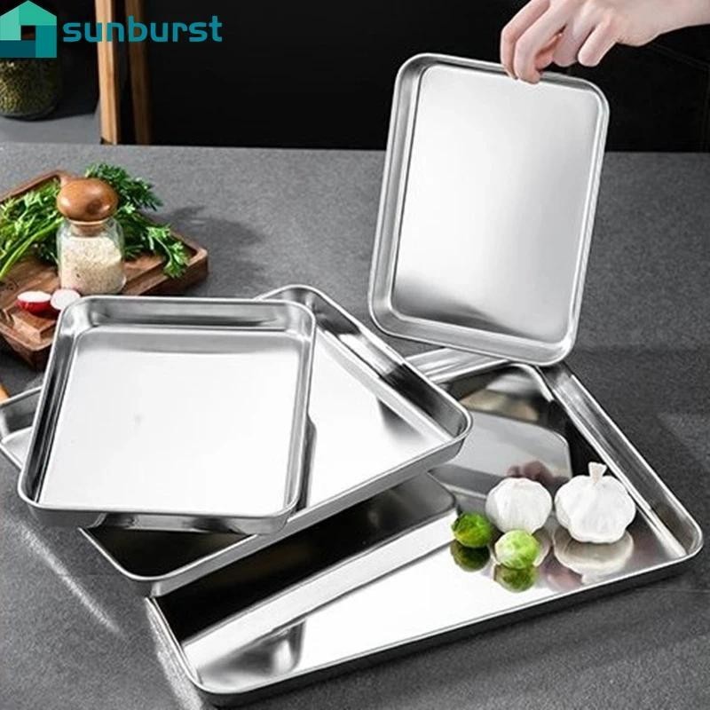 Food Tray - Stainless Steel Serving Trays - Rectangular, Nonstick Pan ...