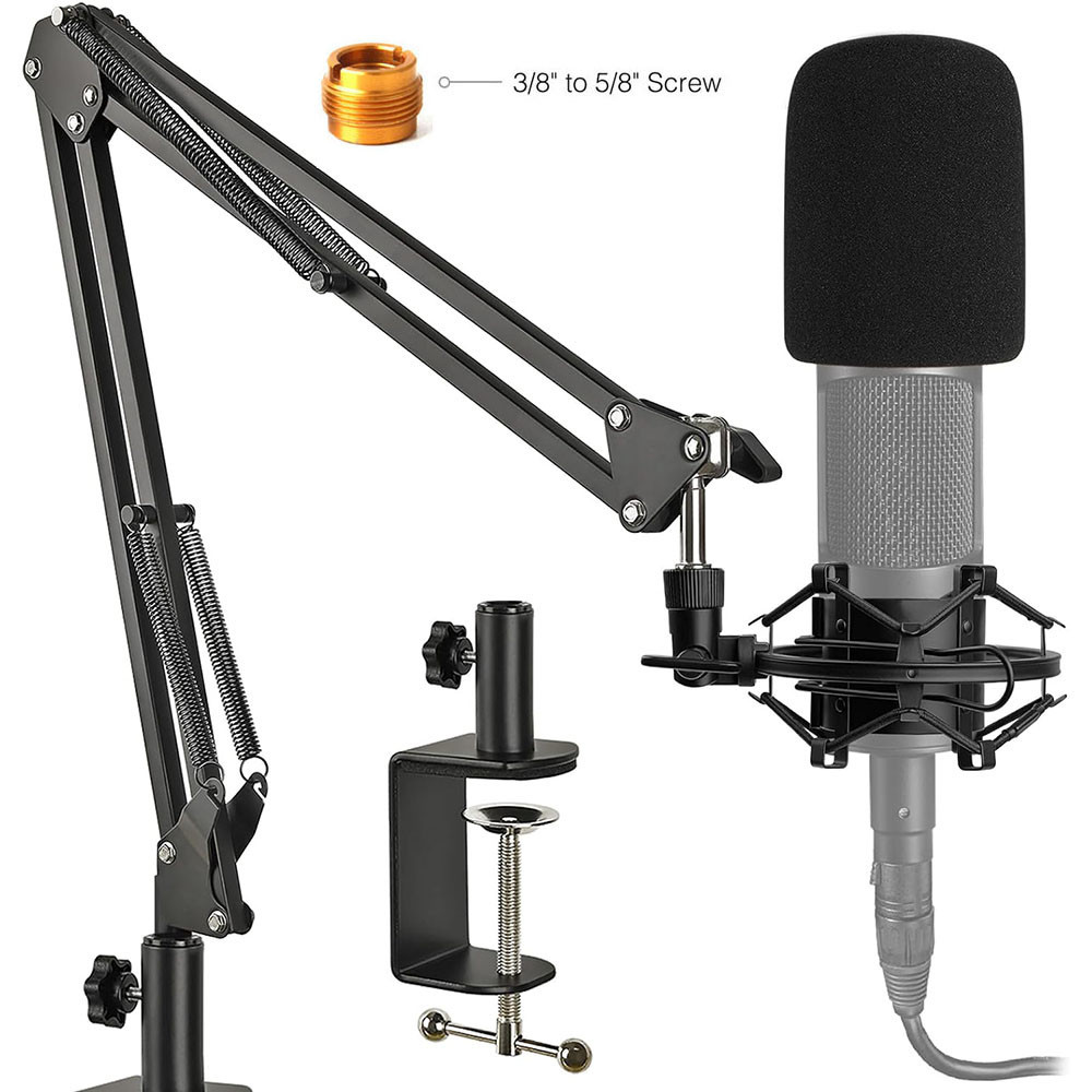 Mic Arm Stand,Adjustable Suspension Boom Arm Stand With Shock Mount ...