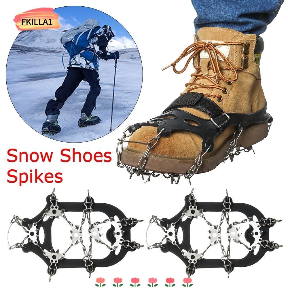 FKILLAONE Snow Shoes Spikes Hiking Crampons 24-Teeth Anti-Skid Spike ...