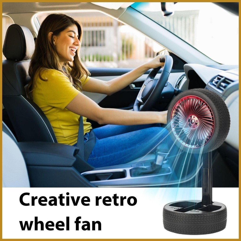 Desk Fan Wheel Folding Portable Quiet Table Fans Car Tire Air Cooling ...