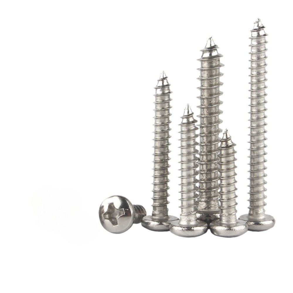 304 Stainless Steel Round Head Self-Tapping Screws Pan Head Phillips Wood Screws Big Head Self ...