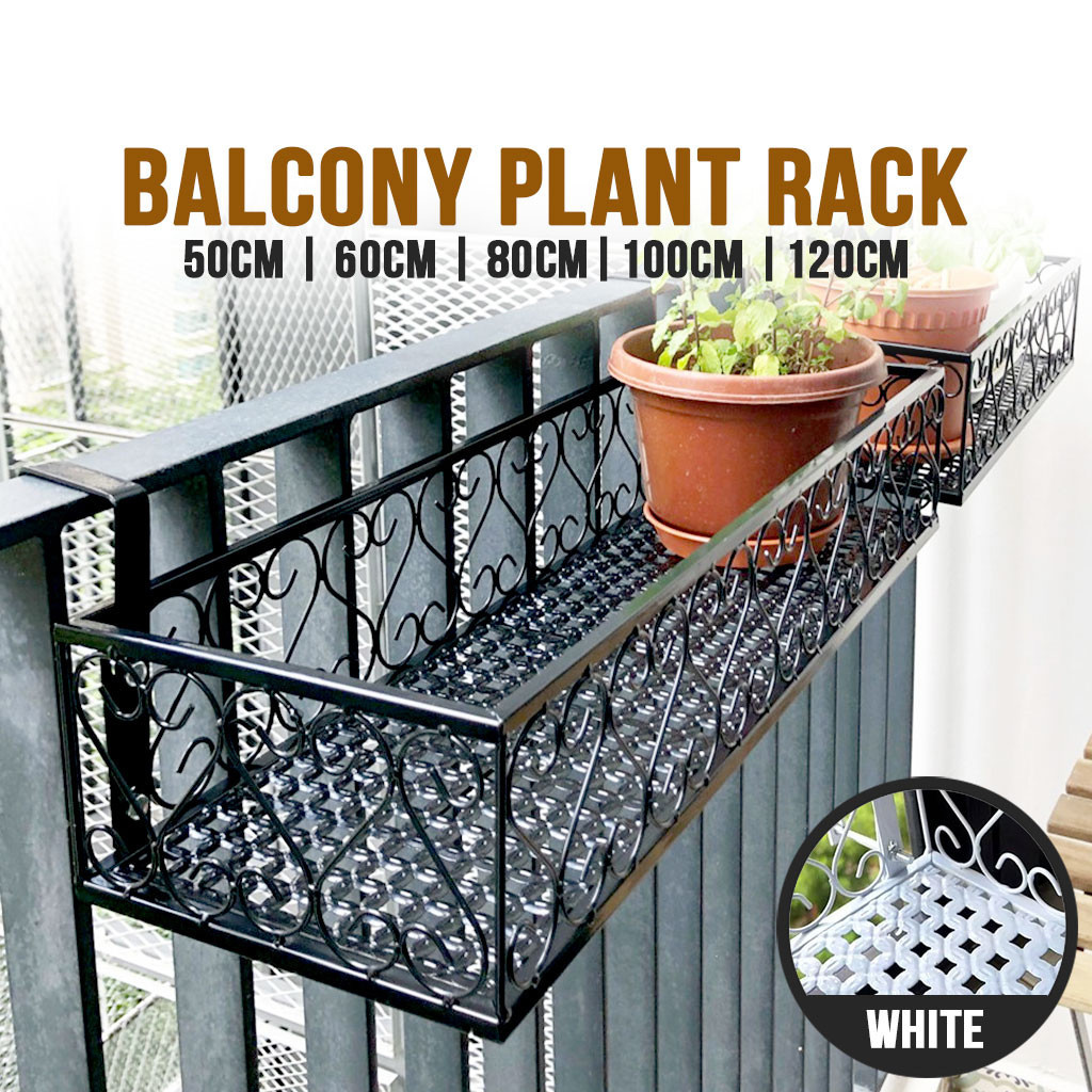Corridor Flower Pot Plant Hanging Rack - Balcony Garden Metal Railing ...