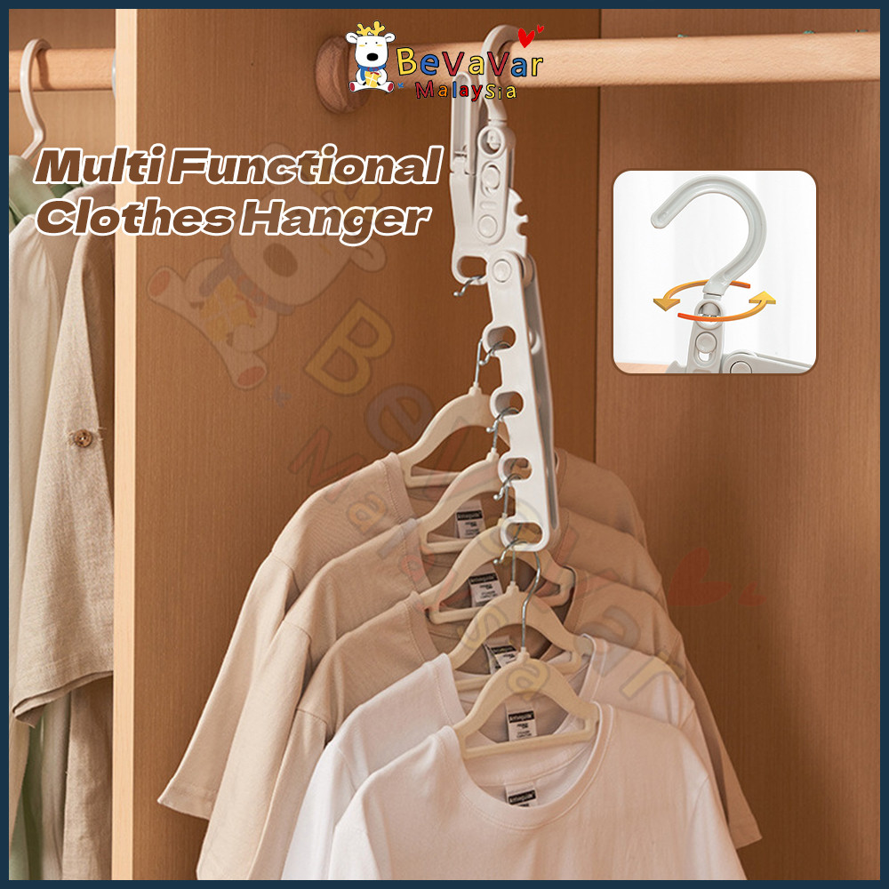 Bevavar Multifunctional 5 Holes Foldable Clothes Hanger Wall Mounted ...