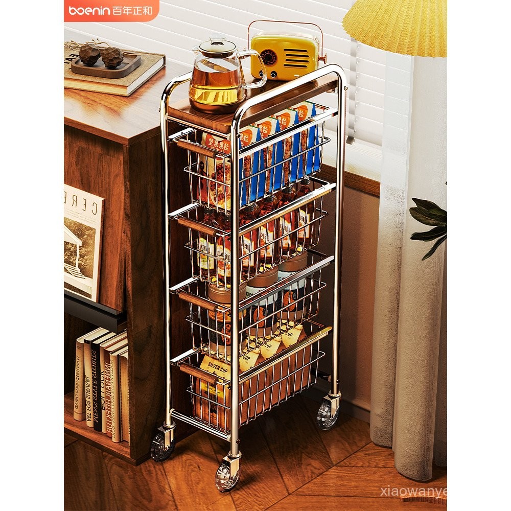 Vintage Style Narrow Gap Small Cart Floor Storage Rack Living Room ...