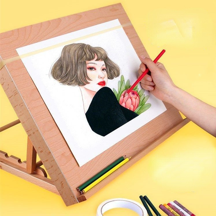 Easel Drawing Board Desktop Solid Wood Sketch Canvas Frame Studio ...