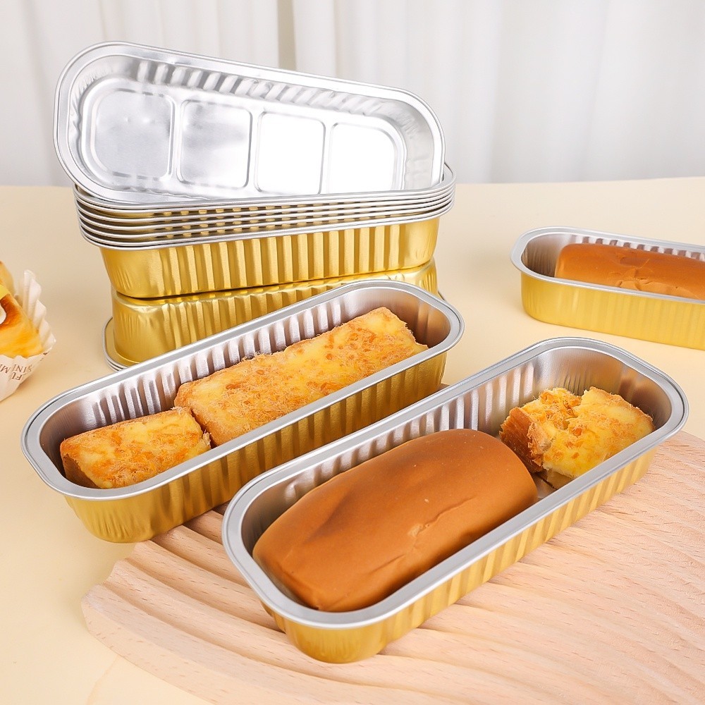 5-piece Barbecue Aluminum Foil Tin Box, Cheese Durian Cake Baking Box ...