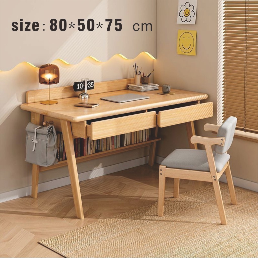 Solid wood desk Nordic home student study desk computer desk modern ...