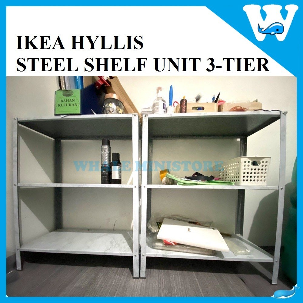 IKEA 3-TIER GALVANISED STEEL SHELVING RACK UNIT / RAK BESI 3 TINGKAT ...