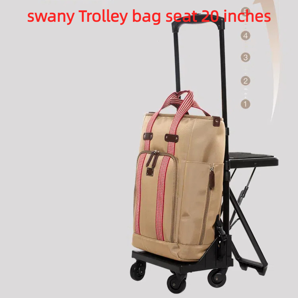 Swany Portable Trolley Bag with Seat Brake Mute Universal Wheel ...
