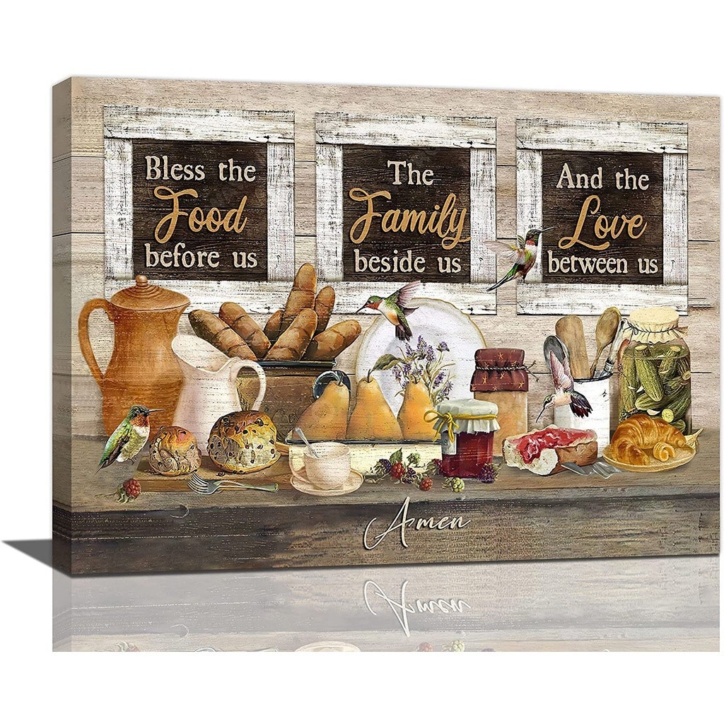 Country Kitchen Wall Art Farmhouse Bless Food Decoration Picture ...