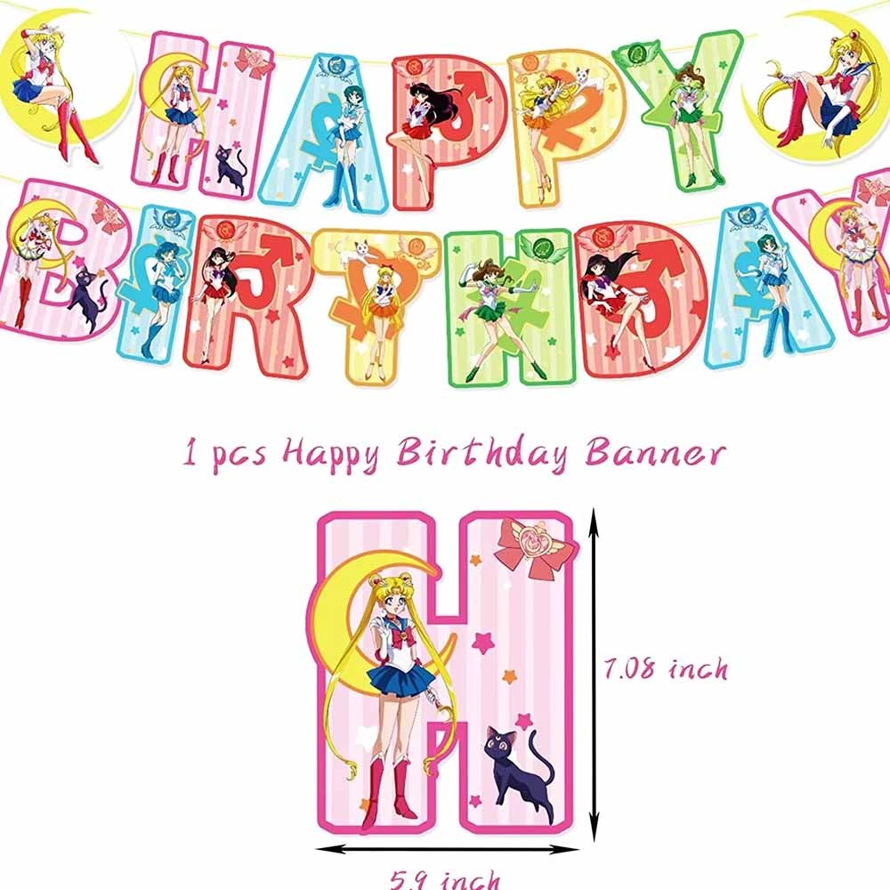 Anime Sailor Moon Theme Kids Happy Birthday Party Supplies Cake Topper ...