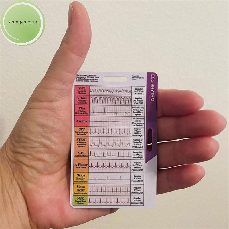 strongaroetrtn ECG/EKG Rhythm Pocket Card Double Sided Design EKG Rhythm Interpretation Badge ...