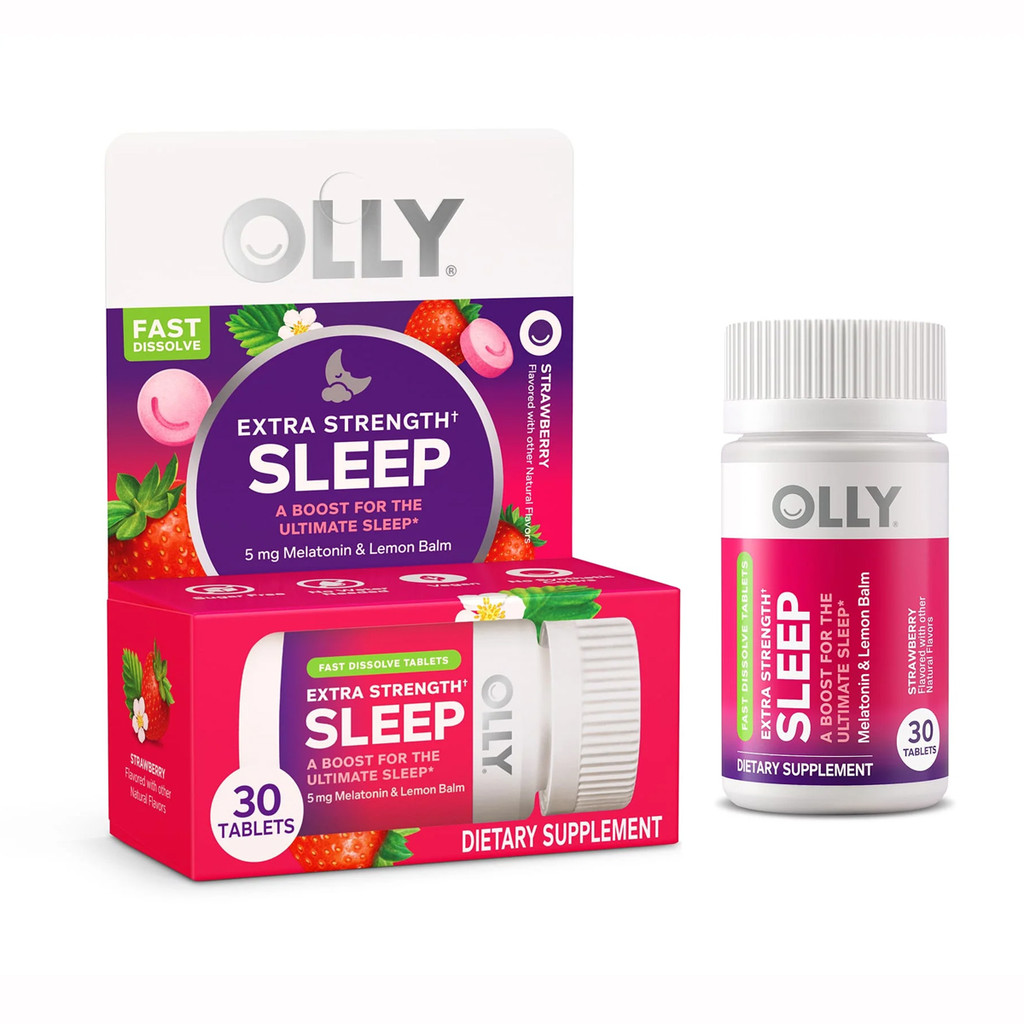 OLLY Extra Strength Sleep Fast Dissolve Tablets 5mg Melatonin Vegan ...