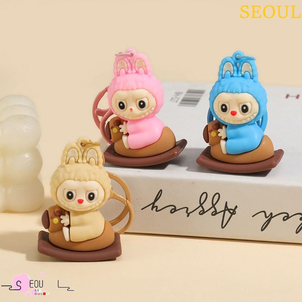 SEOUL Labubu Doll Keychain, Mini Cartoon Labubu PVC Pendant, Durable ...