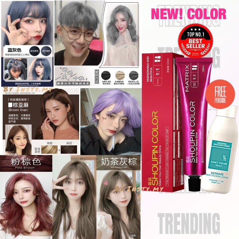 ( TRENDING ) FULLSET-50warna Shoupin Hair Color 100ml+FREE %Peroxide ...