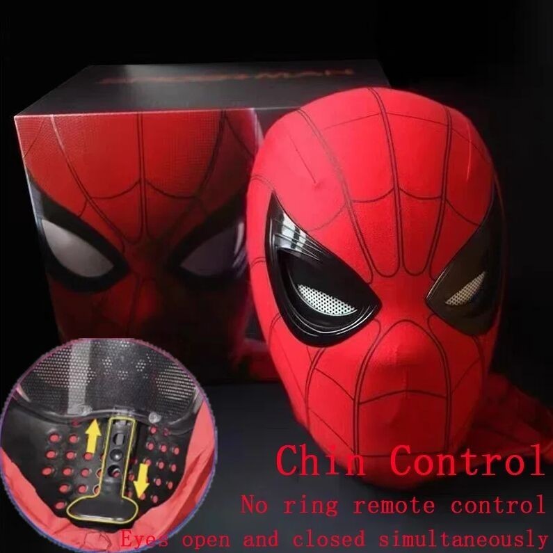 Spiderman Face Hood Cover Eyes Movable With Led Light Spider-Man Far ...