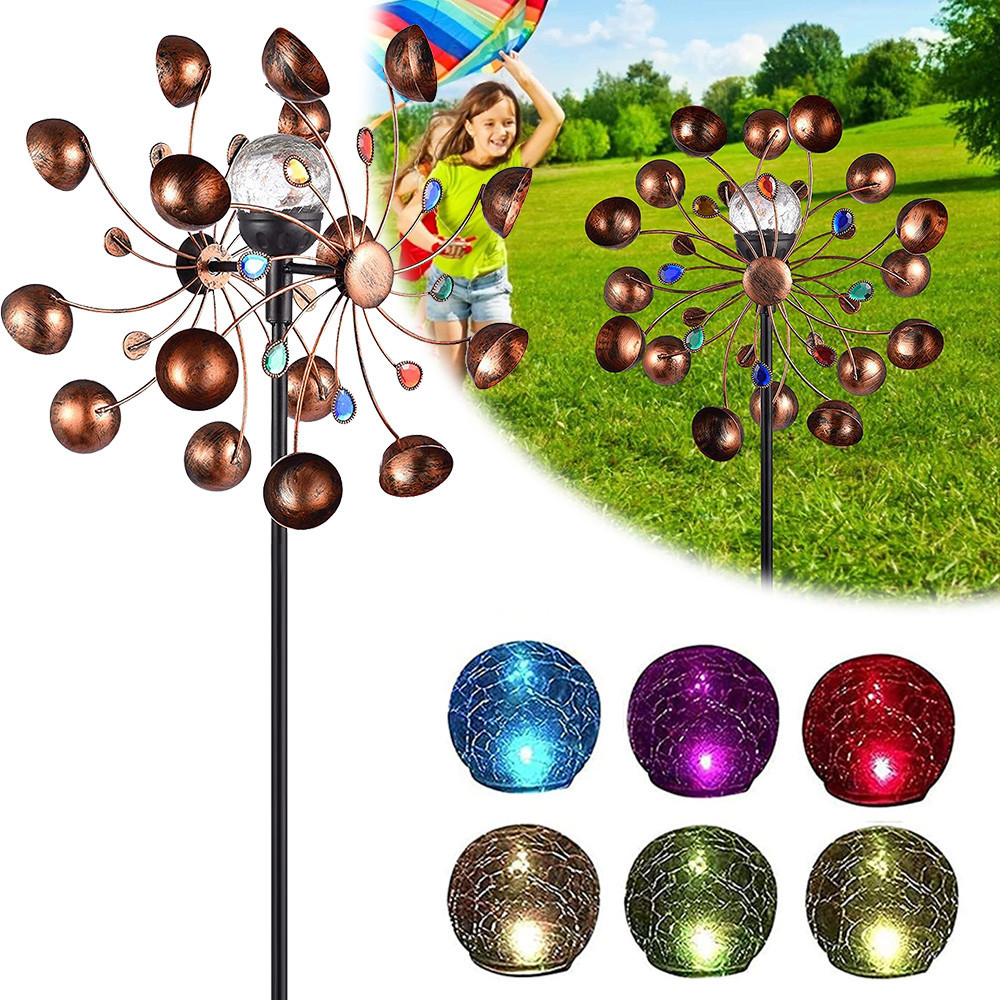 Solar Wind Spinner Multi-color Seasonal LED Lighting Outdoor Metal ...