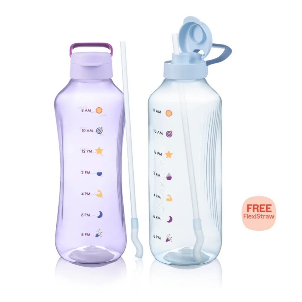 Tupperware Aqua Vibe 2L Eco Water Bottle with Handle + Free Straw (Pink ...