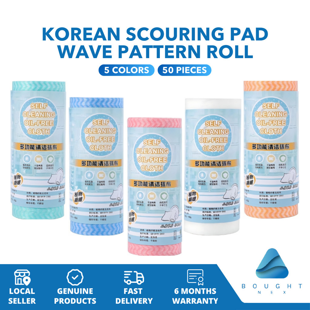 Korean Scouring Pad Wave Pattern Roll Non Woven Dish Cloth White Blue ...