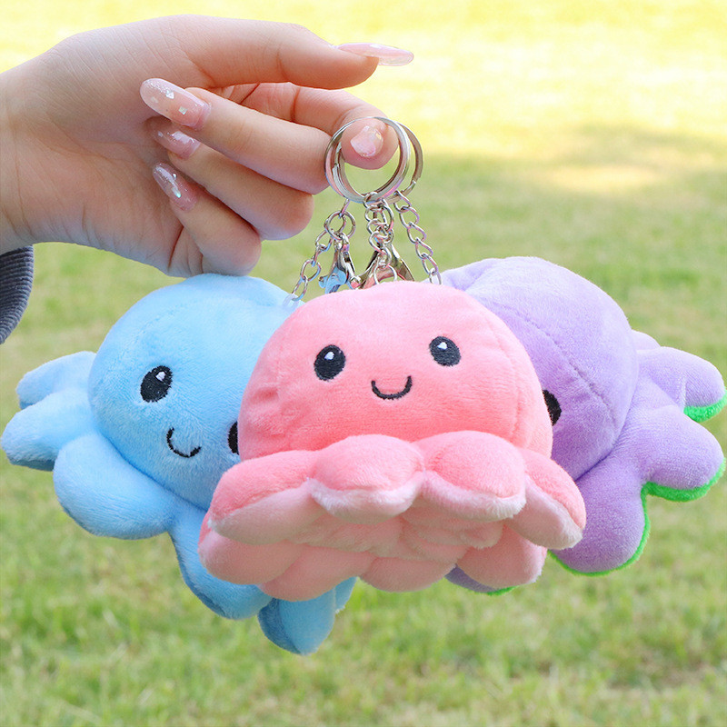 Creative Cute Flip Change Face Octopus Keychain Plush Pendant Doll ...