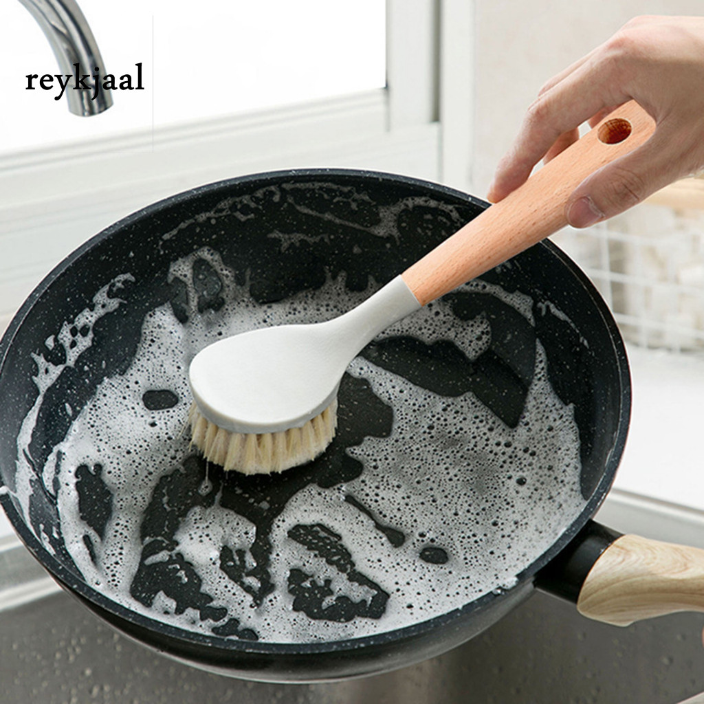 Dish Scrubber Long Handle Pot Brush with Non-deformable Bristles Heavy ...
