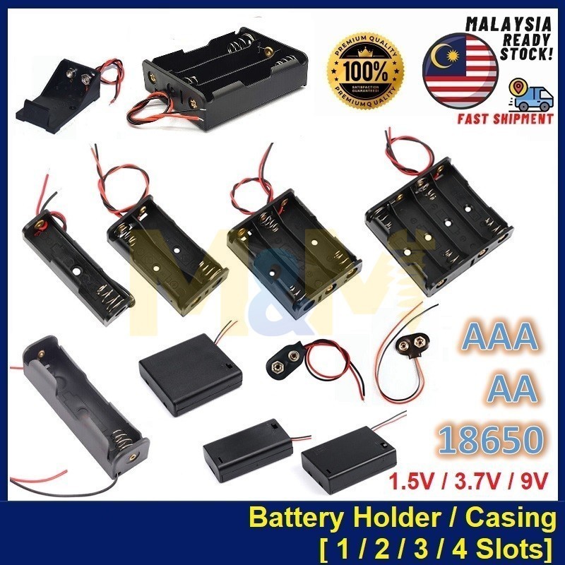 Battery Holder / Casing 1 / 2 / 3 / 4 Slot AA AAA 18650 1.5V / 3.7V ...