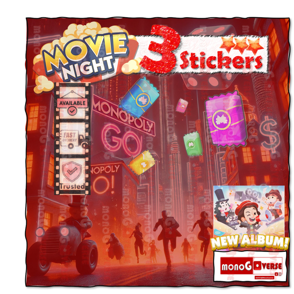 3⭐ Stickers for Monopoly GO MOVIE NIGHT Album | Shopee Singapore