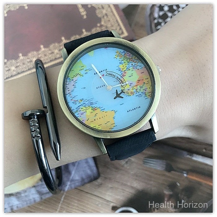 Classic Airplane Map Dial Second Hand Vintage Map Watch Denim Aviator ...