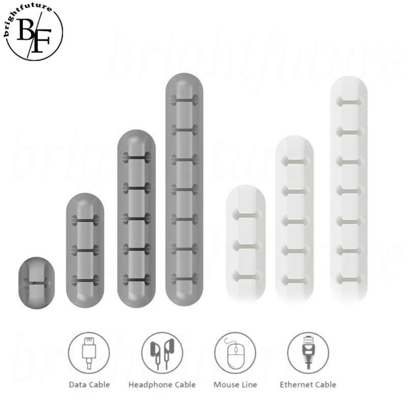Silicone USB Cable Organiser Desk Winder Desktop Tidy Management Clips Cable Holder Self ...