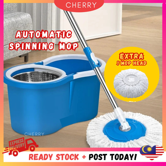 🍒CHERRY🍒 Automatic Spin Mop Mop Lantai Microfiber 360 Degree Rotating ...