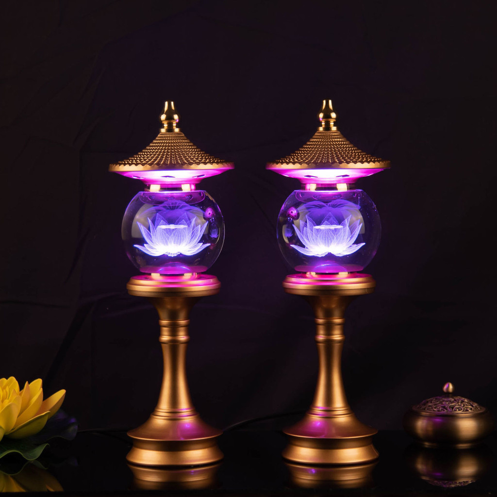 LEDColorful Color Changing Crystal Lotus Lamp Buddha Lamp Guanyin ...