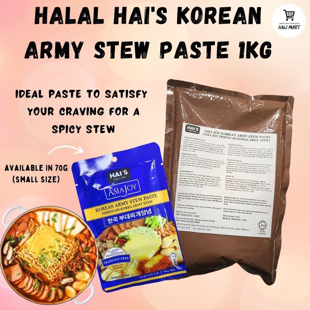 Halal HAI'S Korean Army Stew Paste 70g/1kg(Budae Jjigae Soup Base) Hot ...