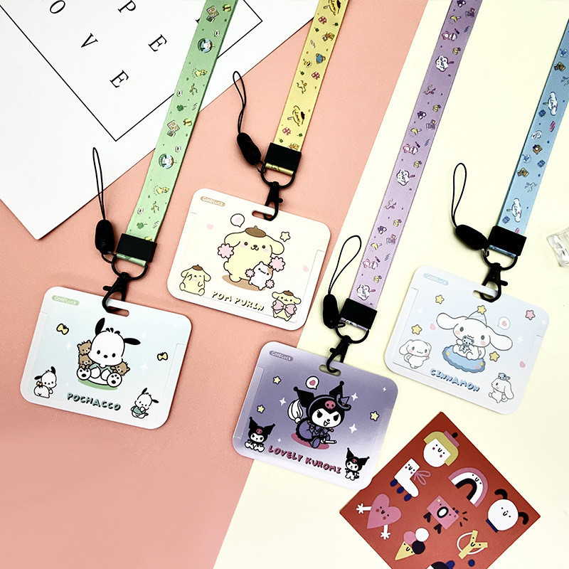 Sanrio Horizontal Lanyard with Cute ID Card Holder Anime Kawaii Lanyard ...