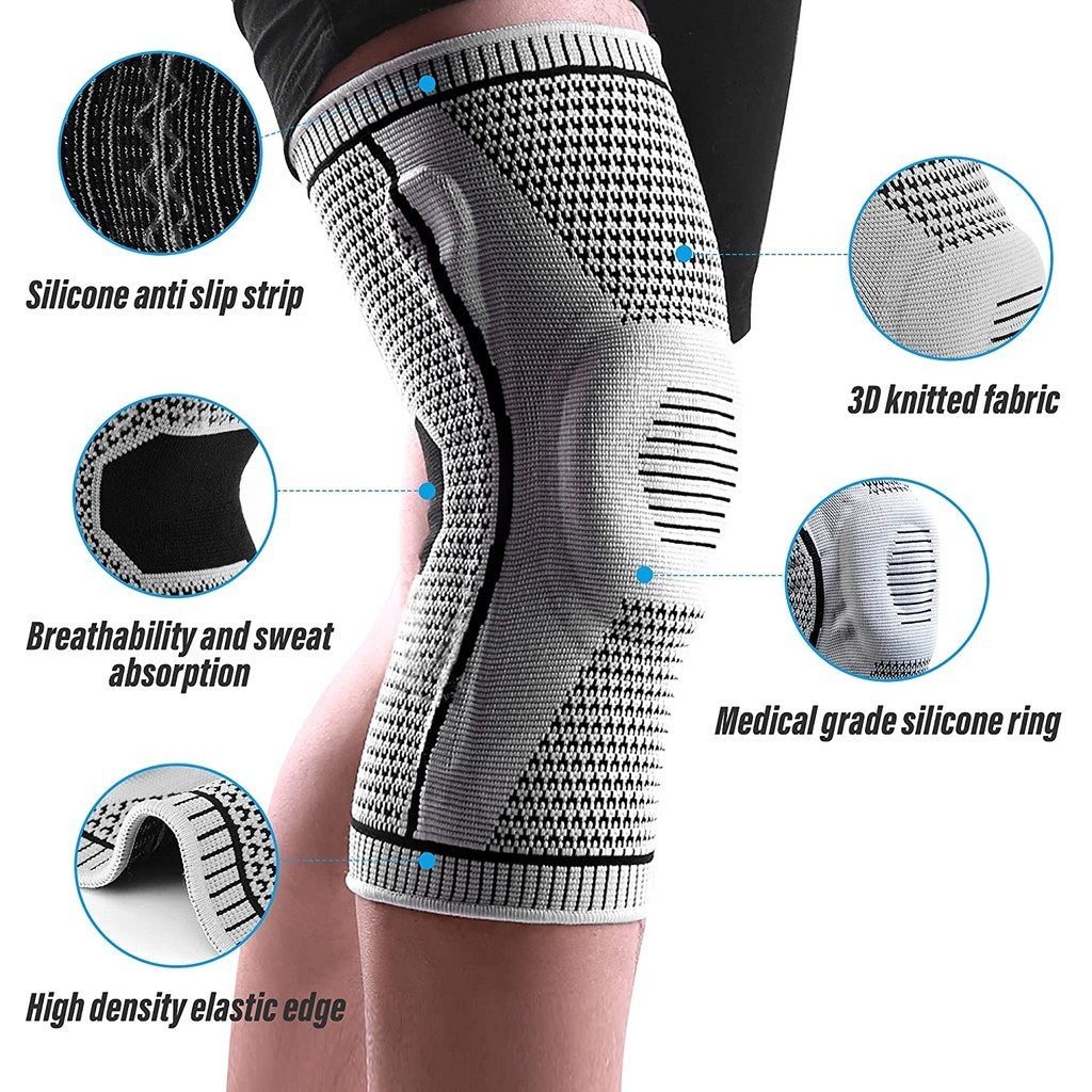 1pcs Silicone Knee Brace Support Ligament Compression Sleeve Gel Spring ...