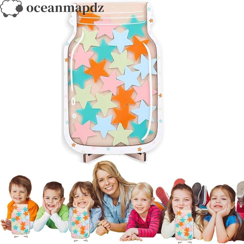 OCEANMAPDZ Positive Behavior Rewards Jar, Wooden Cartoon Kids Star ...